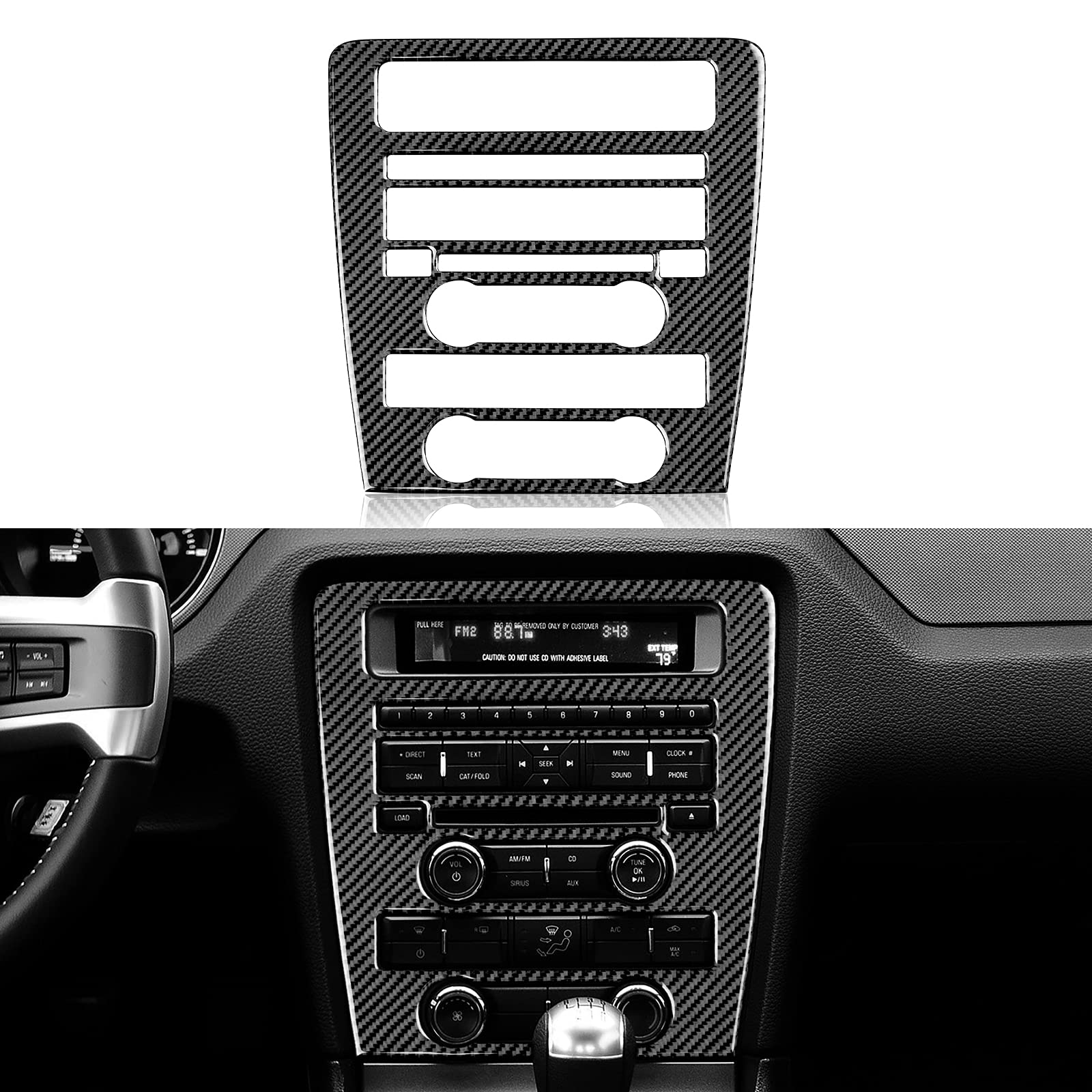 Car Center Console CD Panel Trim Accessories for Ford Mustang 2009 2010 2011 2012 2013 2014 Carbon Fiber Sticker