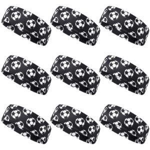 willbond 9 pieces elastic adjustable soccer headbands - hair accessories and team gifts for boys, girls, teens, women, adults (black)