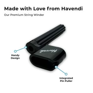 HAVENDI® Premium string winder with 3 picks and guitar cleaning cloth | string spindle for faster string changing. Acoustic guitar, acoustic guitar, classical guitar and electric guitar.