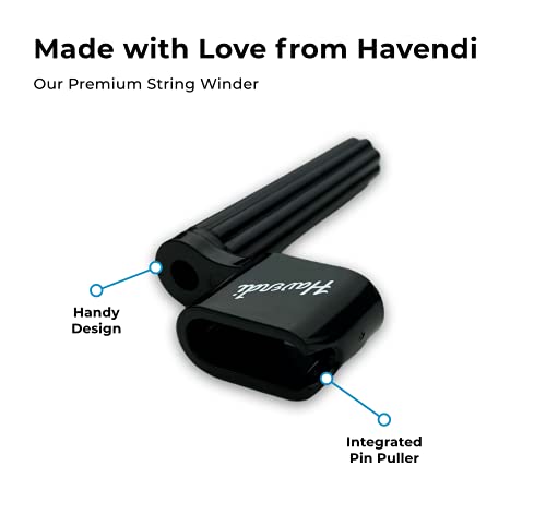 HAVENDI® Premium string winder with 3 picks and guitar cleaning cloth | string spindle for faster string changing. Acoustic guitar, acoustic guitar, classical guitar and electric guitar.