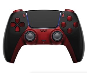 custom wireless un-modded pro controller compatible with ps5 exclusive unique design (black/red)