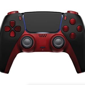 Custom Wireless UN-MODDED PRO Controller compatible with PS5 Exclusive Unique Design (Black/Red)