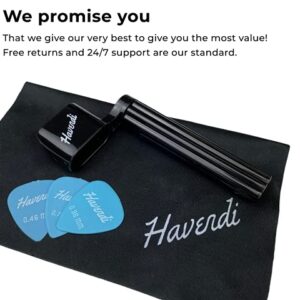 HAVENDI® Premium string winder with 3 picks and guitar cleaning cloth | string spindle for faster string changing. Acoustic guitar, acoustic guitar, classical guitar and electric guitar.