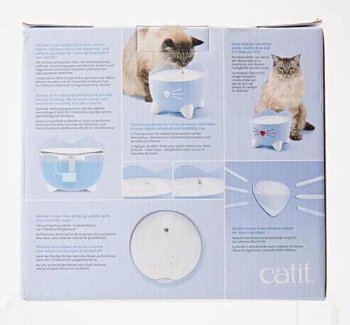 Catit PIXI Cat Drinking Fountain, Running Water Fountain, Blue