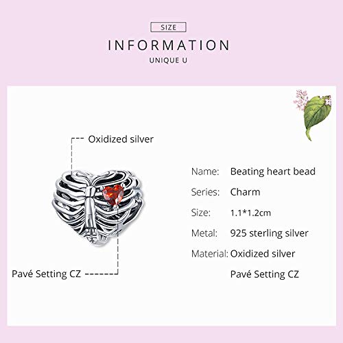 Meetccy charm, Original 925 Sterling Silver Pumpkin Charms for Pandora Style Bracelets,Dangle Charm Mothers Day Halloween Bracelets Women Jewelry (Rib Heart Charms)