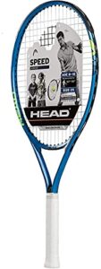 head speed kids tennis racquet - beginners pre-strung head light balance jr racket , frustration free packaging - 25 inch, blue