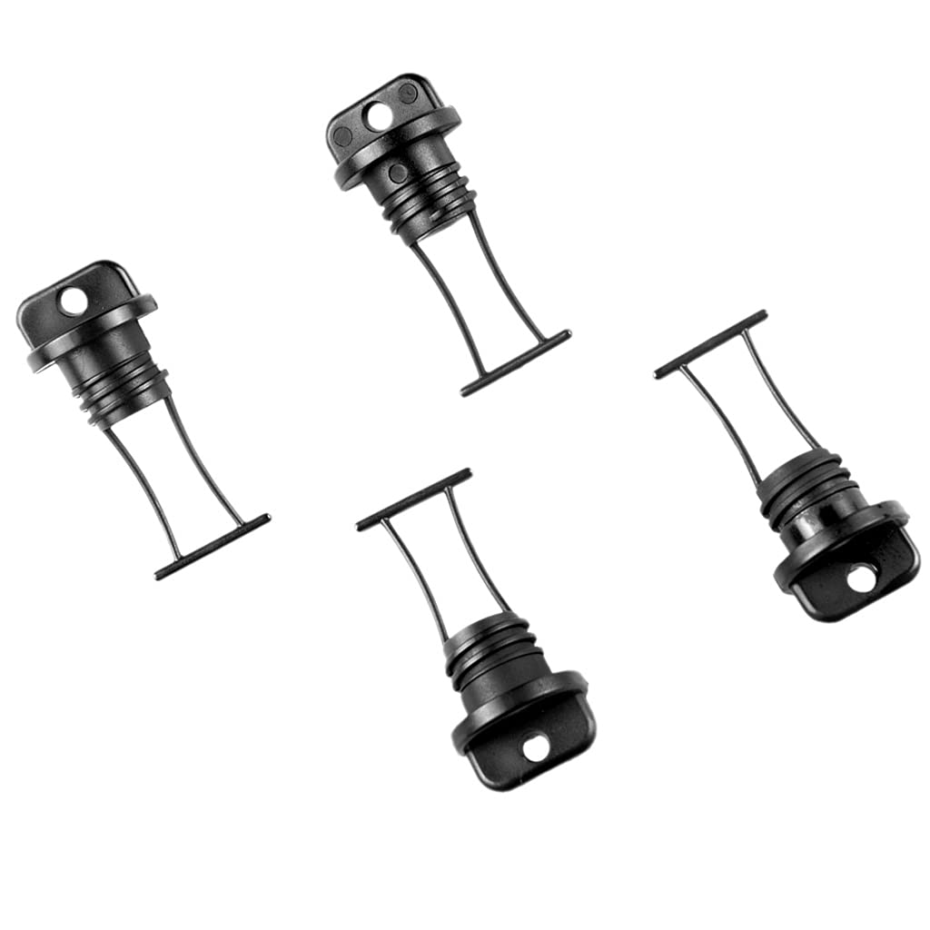 HZFLY 4 Pcs Black Kayak Drain Plug, Drain Plug Kit, Kayak Canoe Boat Threaded Drain Plug Replacement Accessories (A)