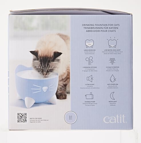 Catit PIXI Cat Drinking Fountain, Running Water Fountain, Blue