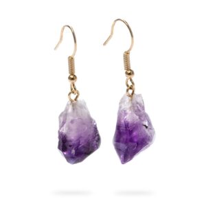 ayana crystals raw amethyst earrings – genuine february birthstone jewelry, natural raw amethyst stones for emotional balance, spiritual uplift, handmade purple earrings for women, healing crystal