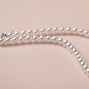 WELLKAGE Imitation Pearl Necklace Wedding Pearl Necklace for Women-8mm