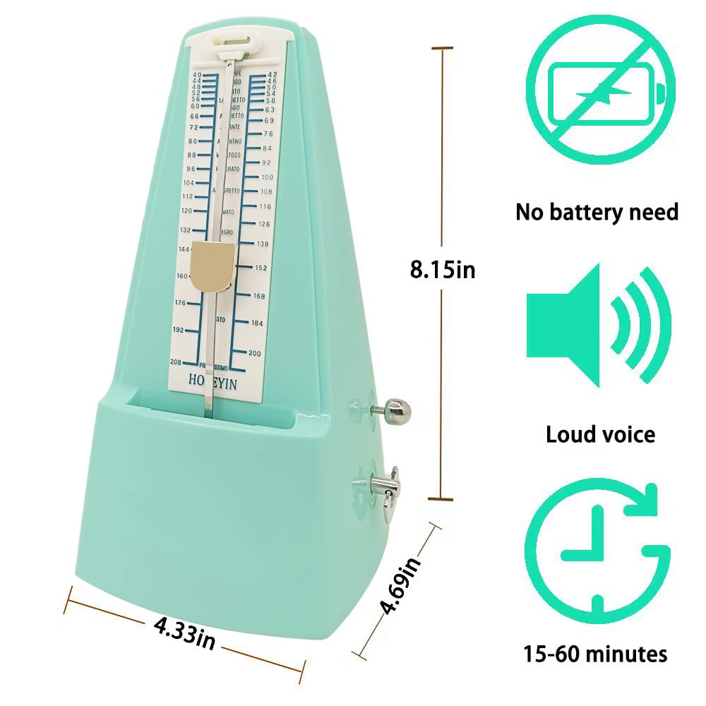 HOSEYIN Mechanical Metronome, Universal Metronome for Piano, Guitar, Violin,Drums and Other Instruments (Standard, Green)