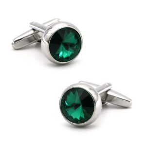 igame men's luxury crystal cufflinks green color stone quality wedding cuff links with gift box