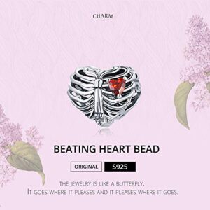 Meetccy charm, Original 925 Sterling Silver Pumpkin Charms for Pandora Style Bracelets,Dangle Charm Mothers Day Halloween Bracelets Women Jewelry (Rib Heart Charms)