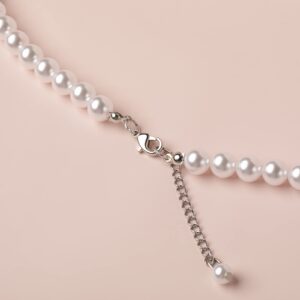 WELLKAGE Imitation Pearl Necklace Wedding Pearl Necklace for Women-8mm