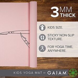 Gaiam Kids Yoga Mat Exercise Mat, Yoga for Kids with Fun Prints - Ideal for Babies, Active & Calm Toddlers and Young Children (60" L x 24" W x 3mm Thick) - Ballerina