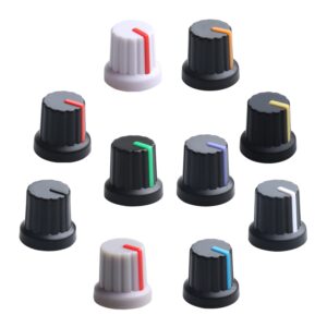 DIKAVS 20pcs 10 Colors 6mm Diameter Shaft Potentiometer Control Knobs for Electric Guitar Volume Tone Knobs