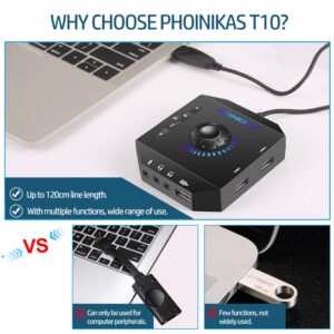 PHOINIKAS T10 External Sound Card H1 Wired Gaming Headset for PS4, PC, PS5, Xbox one, with Noise Cancelling Detachable Mic