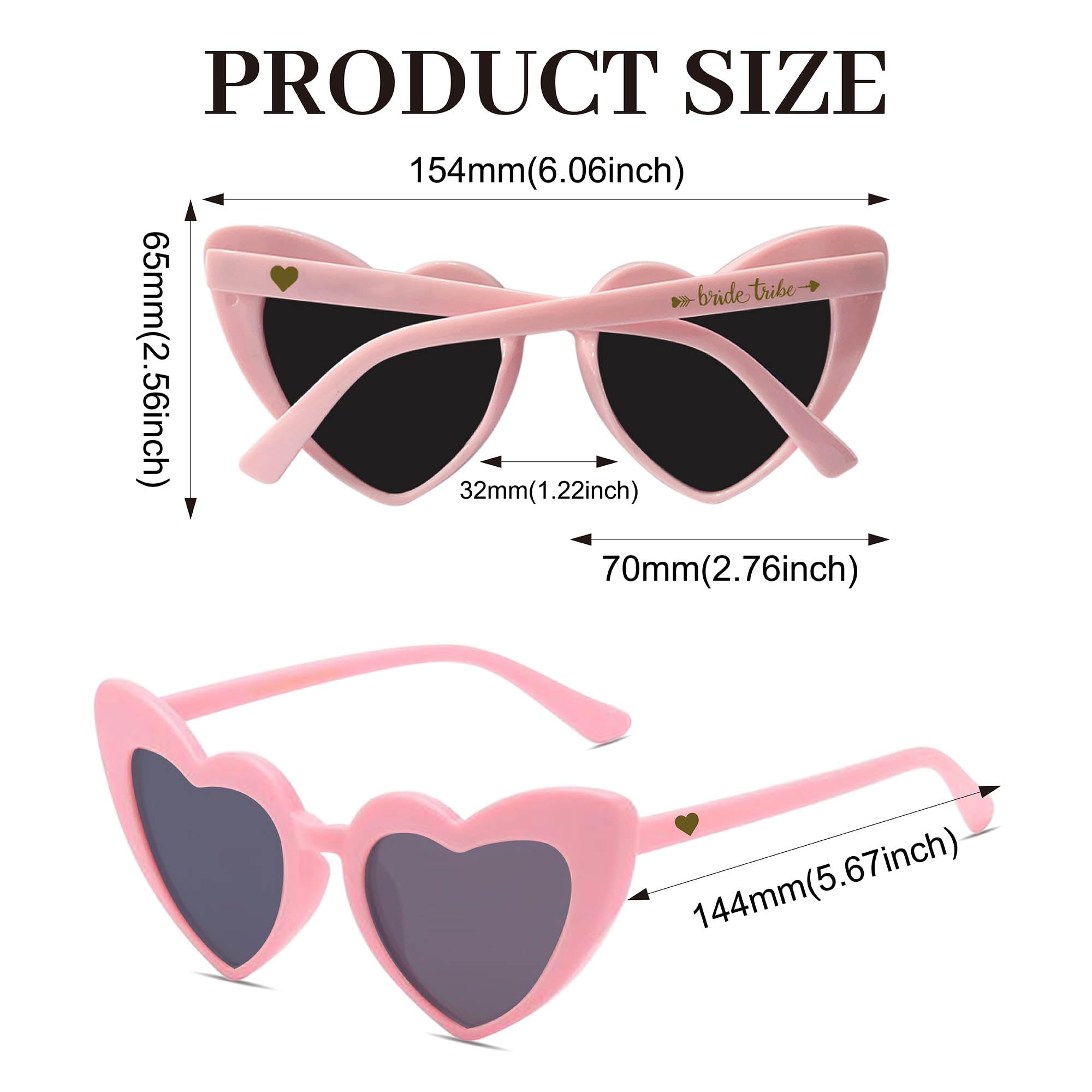 LADY&HOME 10pcs Heart Shaped Bachelorette Party Sunglasses Bridal Shower Favors Supplies Weddings Sunglasses(Pink)