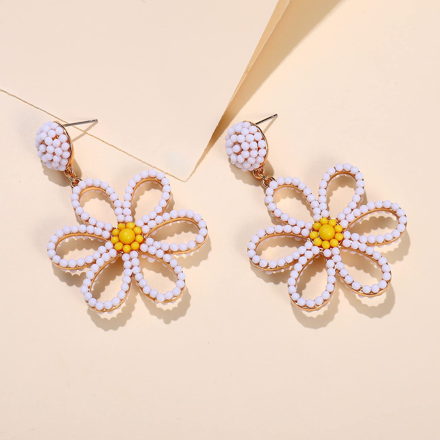 BVGA Women's flower Daisy Drop Earrings Handmade Beaded Sun Flower earrings for Parties