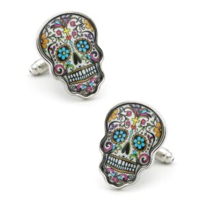 igame day of the dead cuff links muti-color brass material sugar skull design cufflinks with gift box