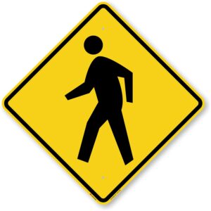 smartsign 24 x 24 inch pedestrian crossing metal sign (only symbol), 80 mil aluminum, 3m laminated engineer grade reflective material, black and yellow