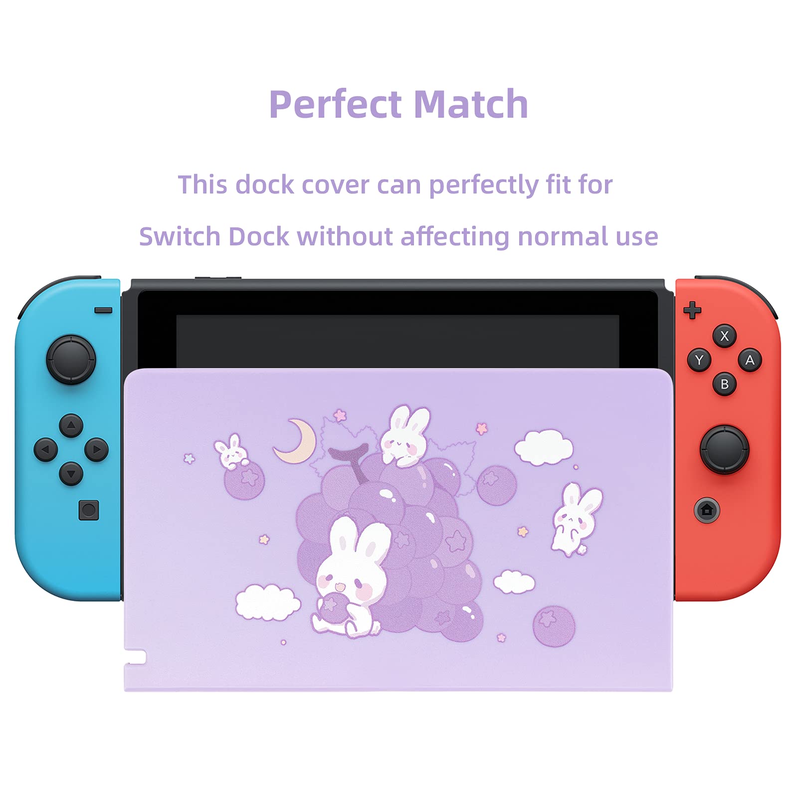 GeekShare Anti Scratch Switch Dock Cover- Hard Faceplate Sleeve Pad for Switch Dock- DIY Replacement Shell Compatible with Nintendo Switch Dock(Grape Rabbit)