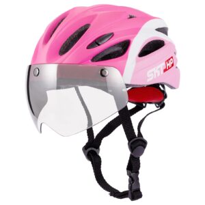 skt hp toddler bike helmet, adjustable helmet for kids and youth with detachable magnetic goggles, bicycle cycling skate scooter skateboard helmet for girls and boys pink