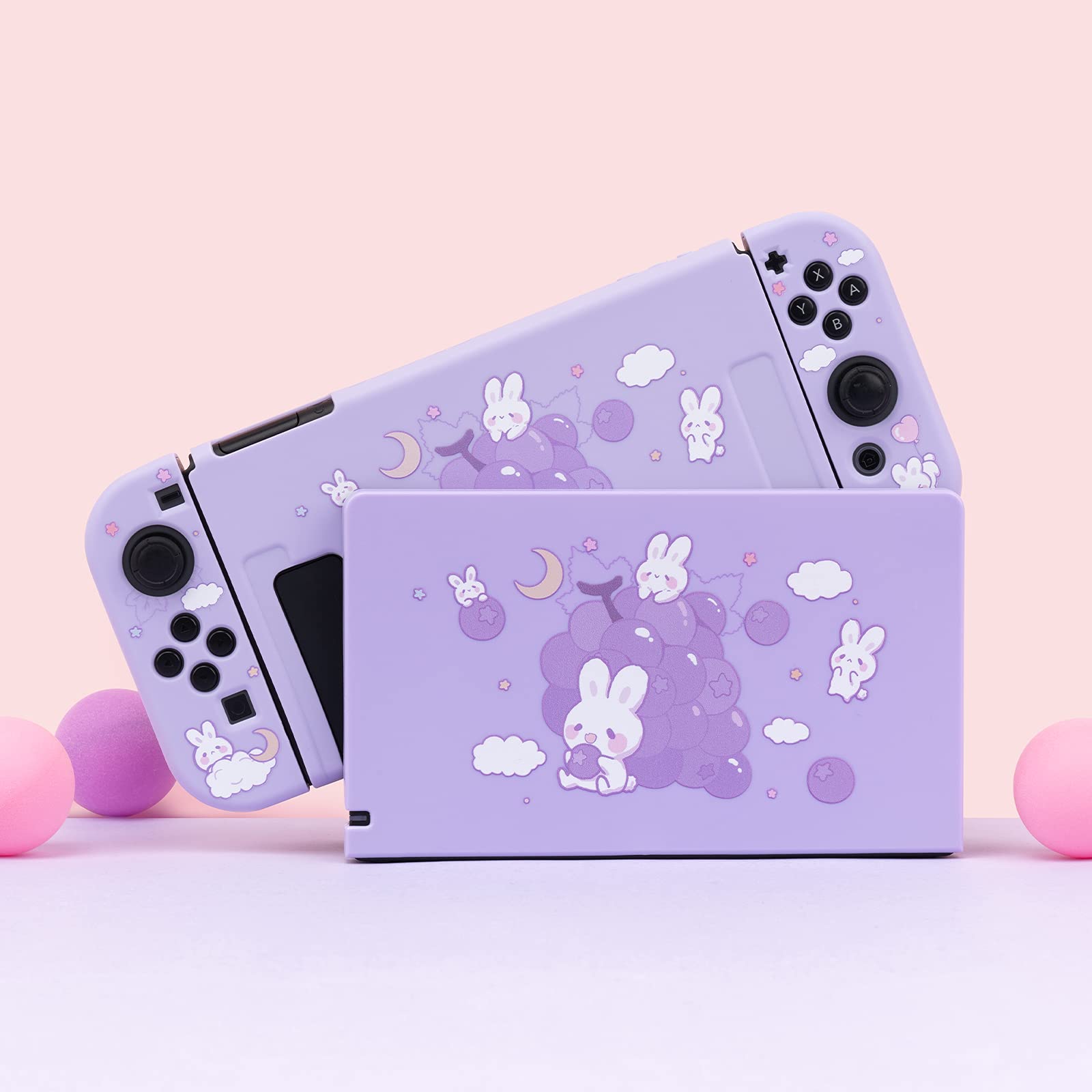 GeekShare Anti Scratch Switch Dock Cover- Hard Faceplate Sleeve Pad for Switch Dock- DIY Replacement Shell Compatible with Nintendo Switch Dock(Grape Rabbit)