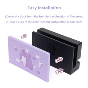 GeekShare Anti Scratch Switch Dock Cover- Hard Faceplate Sleeve Pad for Switch Dock- DIY Replacement Shell Compatible with Nintendo Switch Dock(Grape Rabbit)