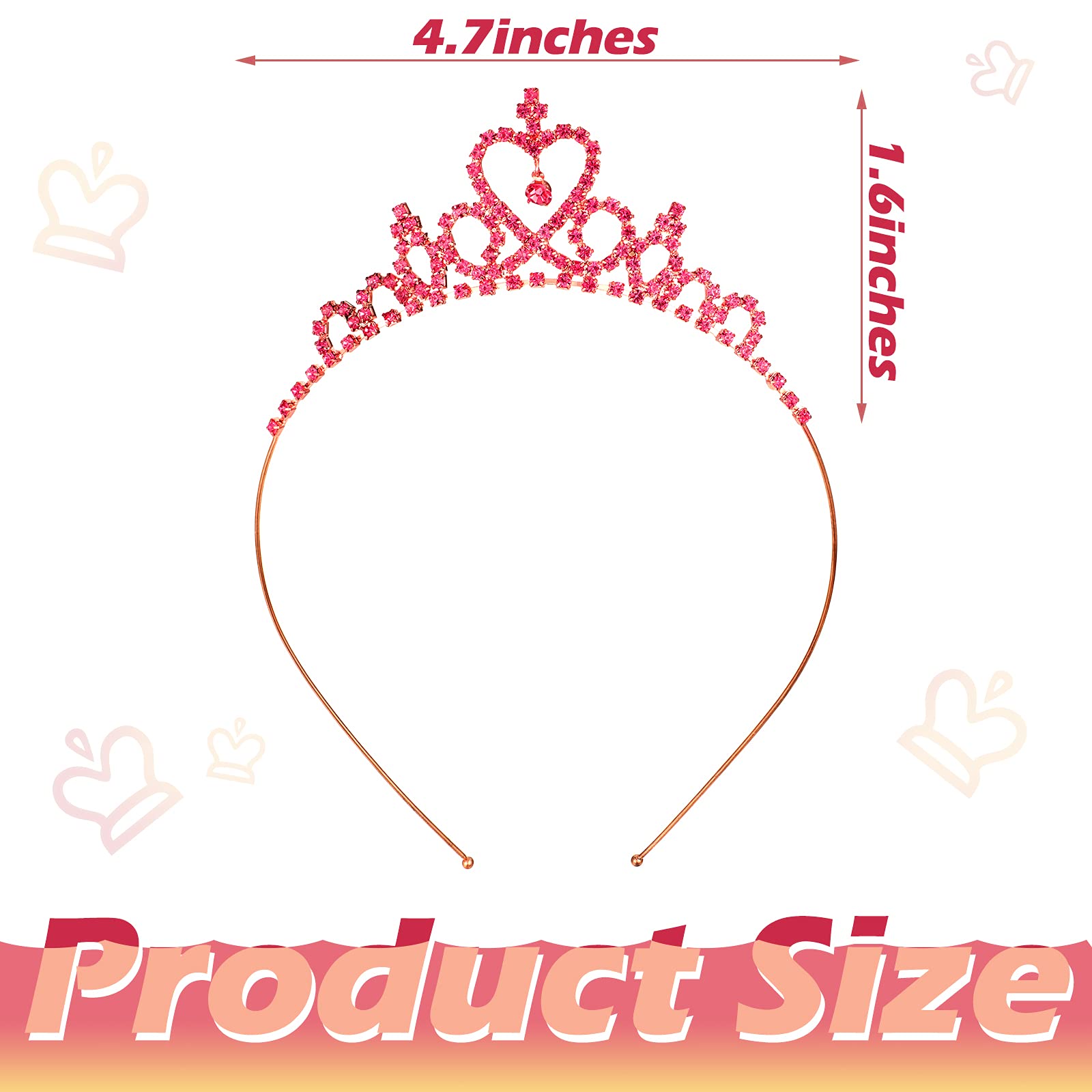 2 Pieces Girls Crystal Tiara Princess Crystal Headband Heart Rhinestone Tiara Crown for Kids Wedding Birthday Party (Classic Style)