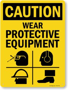 smartsign 24 x 18 inch “caution - wear protective equipment” osha metal sign, 80 mil laminated rustproof aluminum, black and yellow