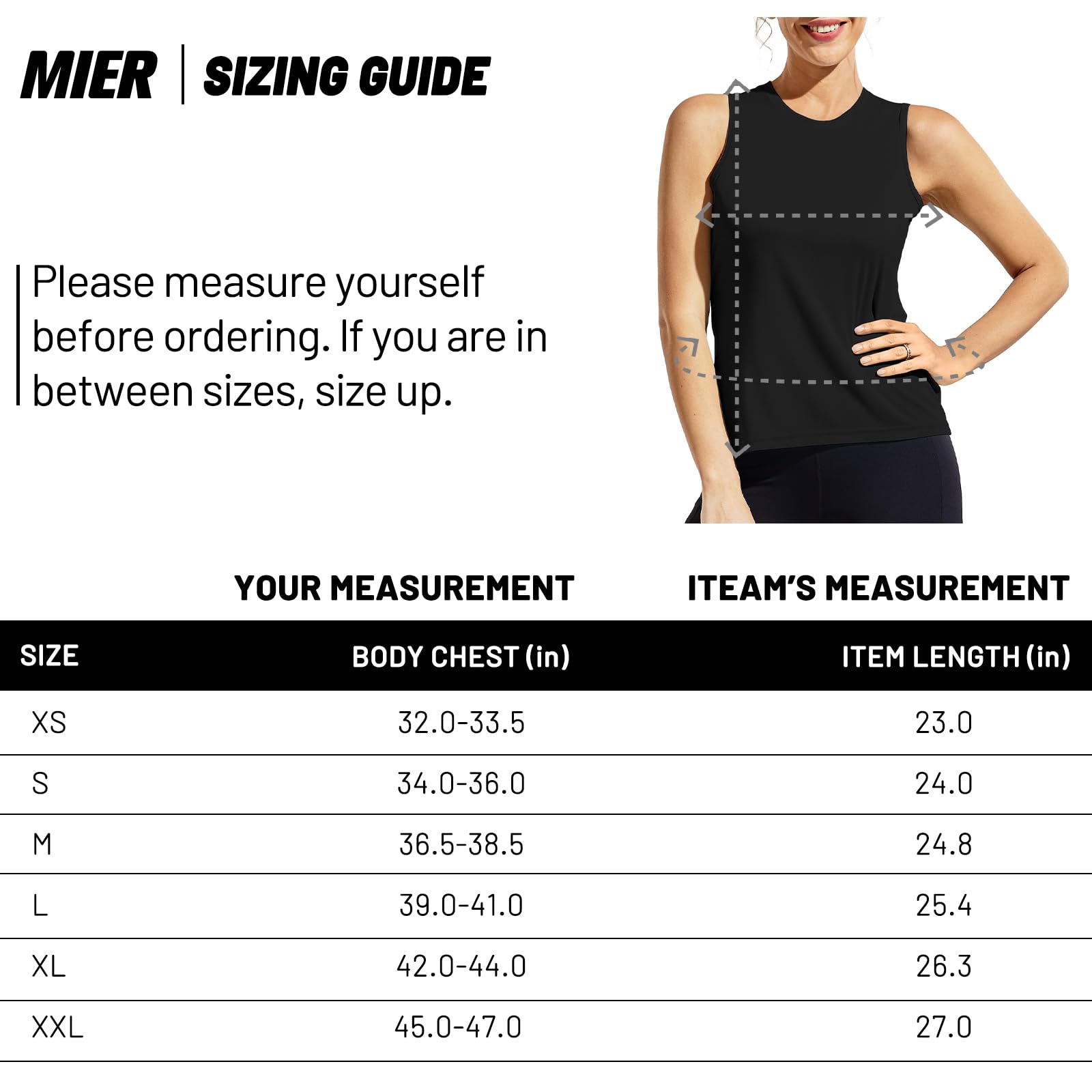 MIER Women's Athletic Sleeveless Summer Tops SPF UPF 50 Running Tank Shirt Crewneck Cool Dry Wicking Outdoor Walking Muscle Tee Black L