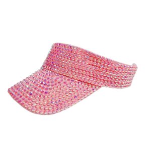 gudessly shiny rhinestones sport sun visor adjustable summer cap visor caps for women men pink