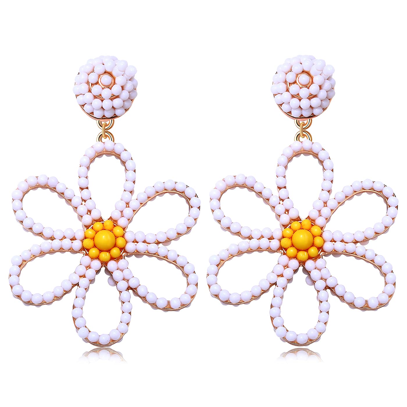 BVGA Women's flower Daisy Drop Earrings Handmade Beaded Sun Flower earrings for Parties