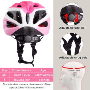 SKT HP Toddler Bike Helmet, Adjustable Helmet for Kids and Youth with Detachable Magnetic Goggles, Bicycle Cycling Skate Scooter Skateboard Helmet for Girls and Boys Pink