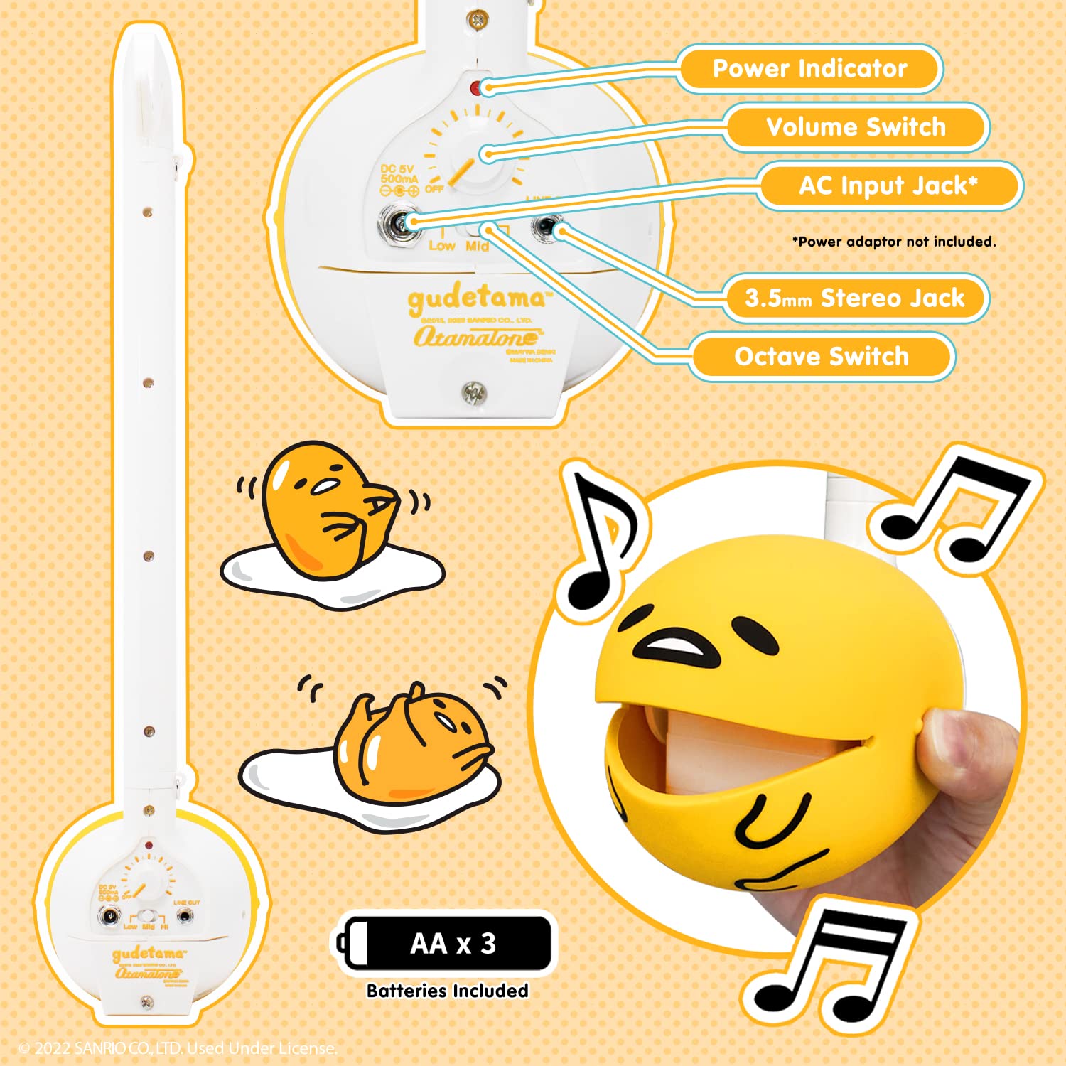 Otamatone Deluxe [Sanrio Gudetama] Electronic Musical Instrument Portable Synthesizer from Japan Maywa Denki from Japan