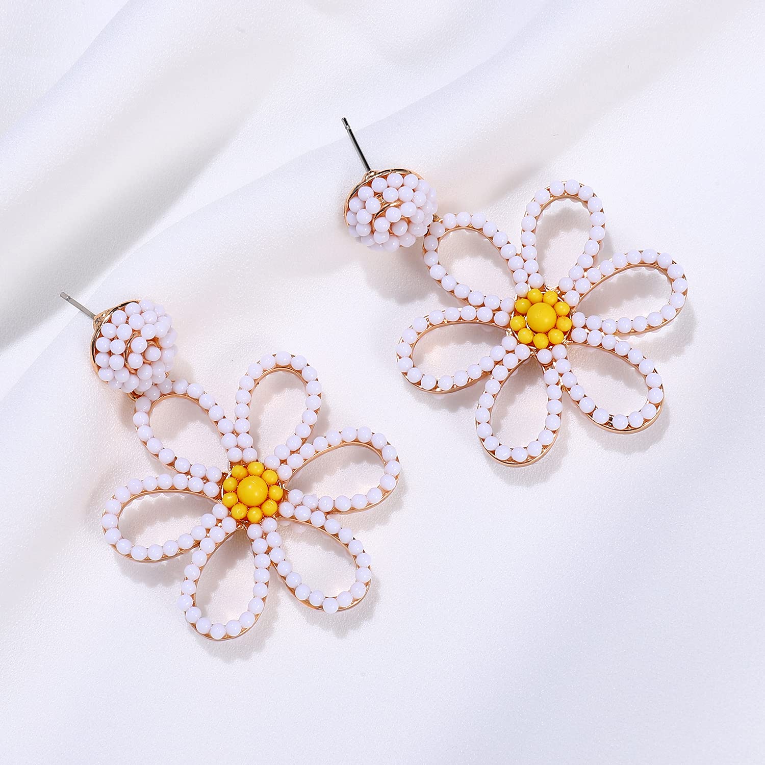 BVGA Women's flower Daisy Drop Earrings Handmade Beaded Sun Flower earrings for Parties