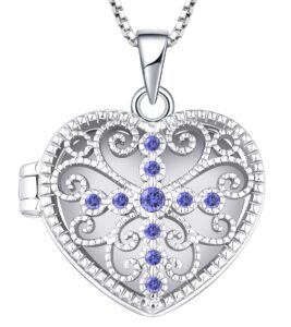 yl cross locket necklace sterling silver heart pendant created tanzanite filigree jewelry for women