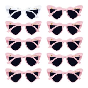 lady&home 10pcs heart shaped bachelorette party sunglasses bridal shower favors supplies weddings sunglasses(pink)