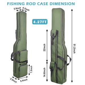 4.27ft Fishing Rod Case Bag, Portable Fishing Pole Bag Carrier for Travel, Waterproof Fishing Rod Organizer, Large Capacity Fishing Tackle Storage Bag, Fishing Gear Gifts for Men