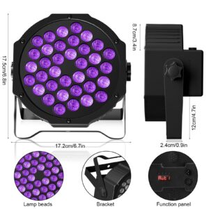 U`King Rechargeable Black Lights for Glow Party Halloween Battery Powered Portable Black Light DMX Sound Activated Control 36 LED UV Wireless Uplights for Glow in The Dark Parties DJ Disco Events Bar