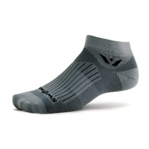 swiftwick aspire one running & cycling socks, breathable, compression fit (gray, small)