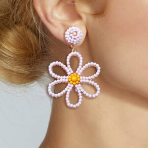 BVGA Women's flower Daisy Drop Earrings Handmade Beaded Sun Flower earrings for Parties