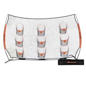 football throwing net | portable football gear | quarterback throwing practice net | improve passing accuracy | 12ft x 8ft with 9 pockets [carry bag included]