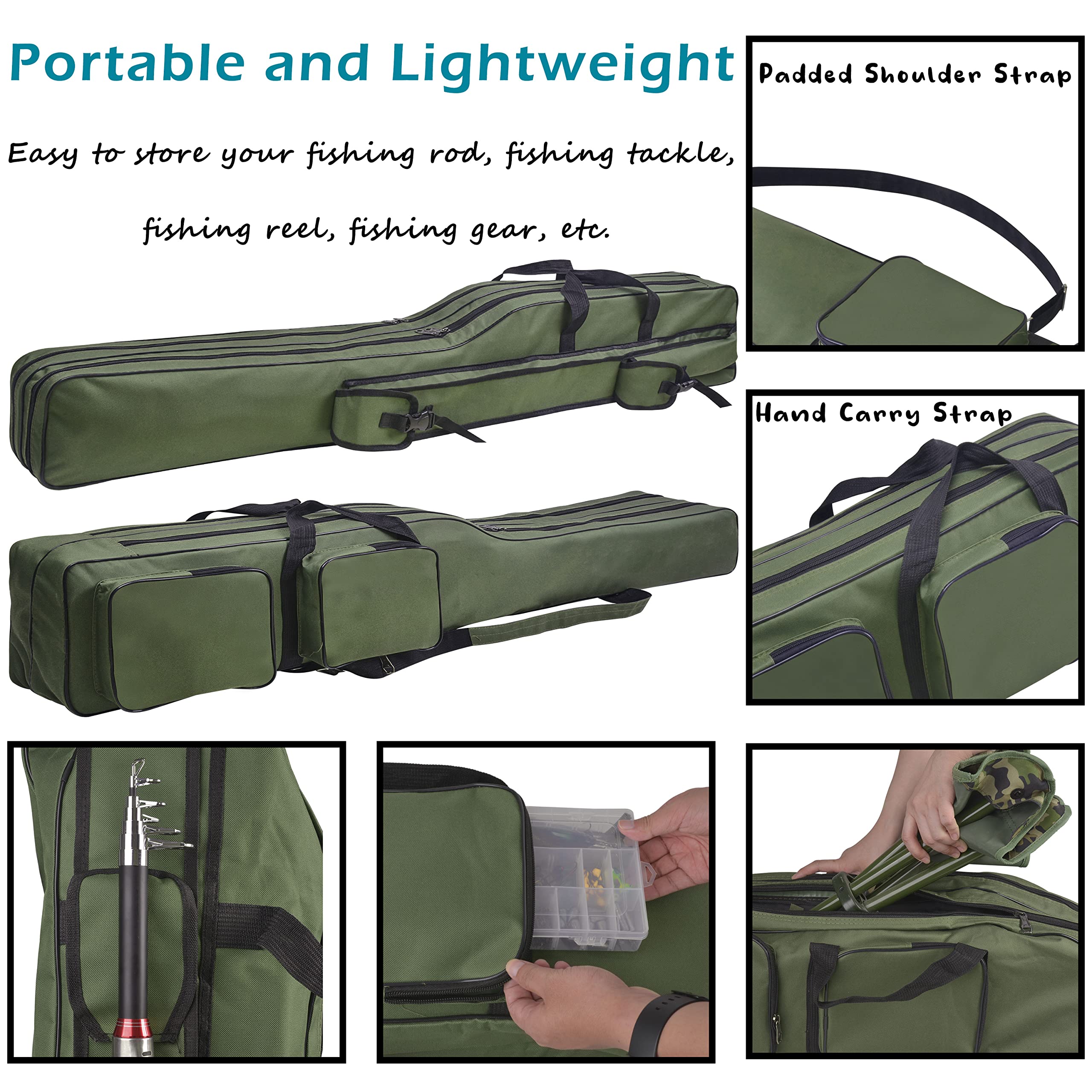 4.27ft Fishing Rod Case Bag, Portable Fishing Pole Bag Carrier for Travel, Waterproof Fishing Rod Organizer, Large Capacity Fishing Tackle Storage Bag, Fishing Gear Gifts for Men