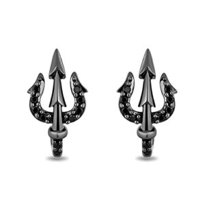 jewelili enchanted disney fine jewelry black rhodium over sterling silver 1/6 cttw treated black round diamond ursula trident earrings