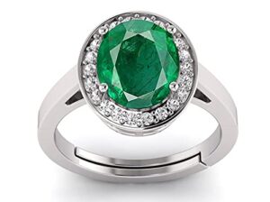 lmdprajapatis natural 10.25 ratti lab certified emerald panna 925 sterling silver oval shape solitaire adjustable ring