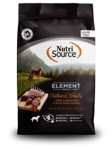 nutrisource element series dry dog food, lamb, kangaroo and wild board, with heirloom grains, 12lb