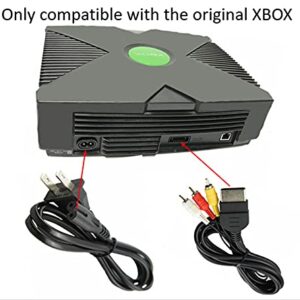 AC Power Supply + Audio Video RCA AV Cable Adapter Cord For Original XBox Game Console System Bundle Set