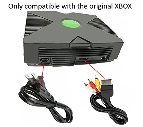 AC Power Supply + Audio Video RCA AV Cable Adapter Cord For Original XBox Game Console System Bundle Set